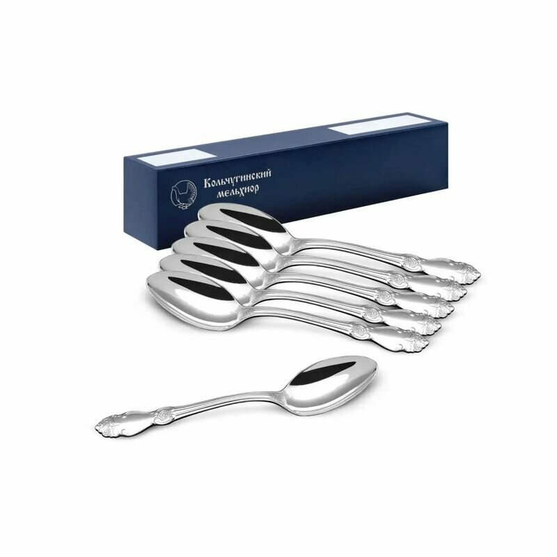 Кольчугинский мельхиор Набор столовых ложек "Серебряная роза" посеребрение 6 пр. (КМ7890601)