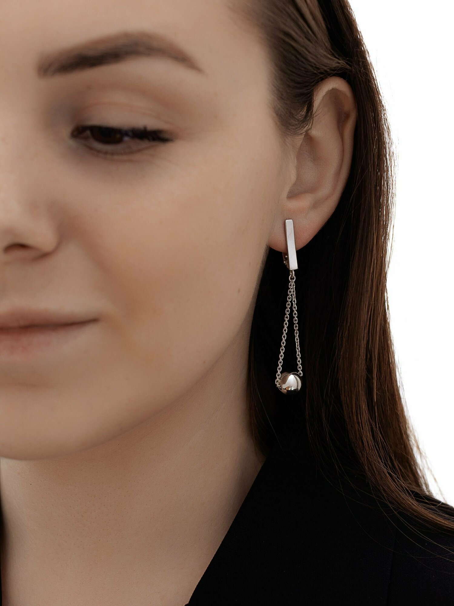 Серьги цепочки, серебро, 925 проба, родирование