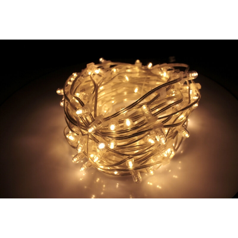 NEW! LED-LP-200-30M-12V-WW-F(WW) Гирлянда клип-лайт белые теплые LED/Flash, 30м, колпачок, транс.