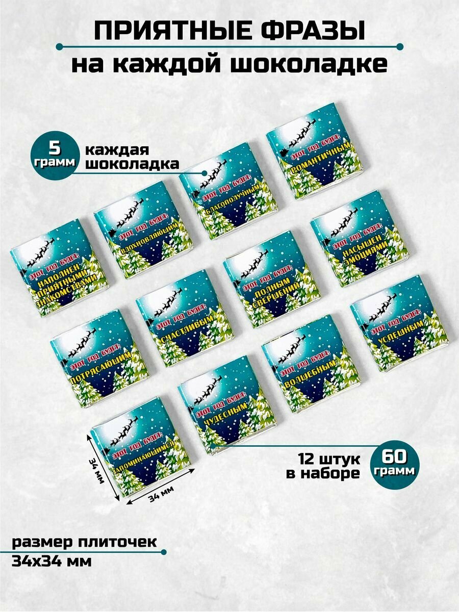 Подарочный набор шоки "Волшебного Нового года", молочный шоколад, 28%, 60 г — фото 1