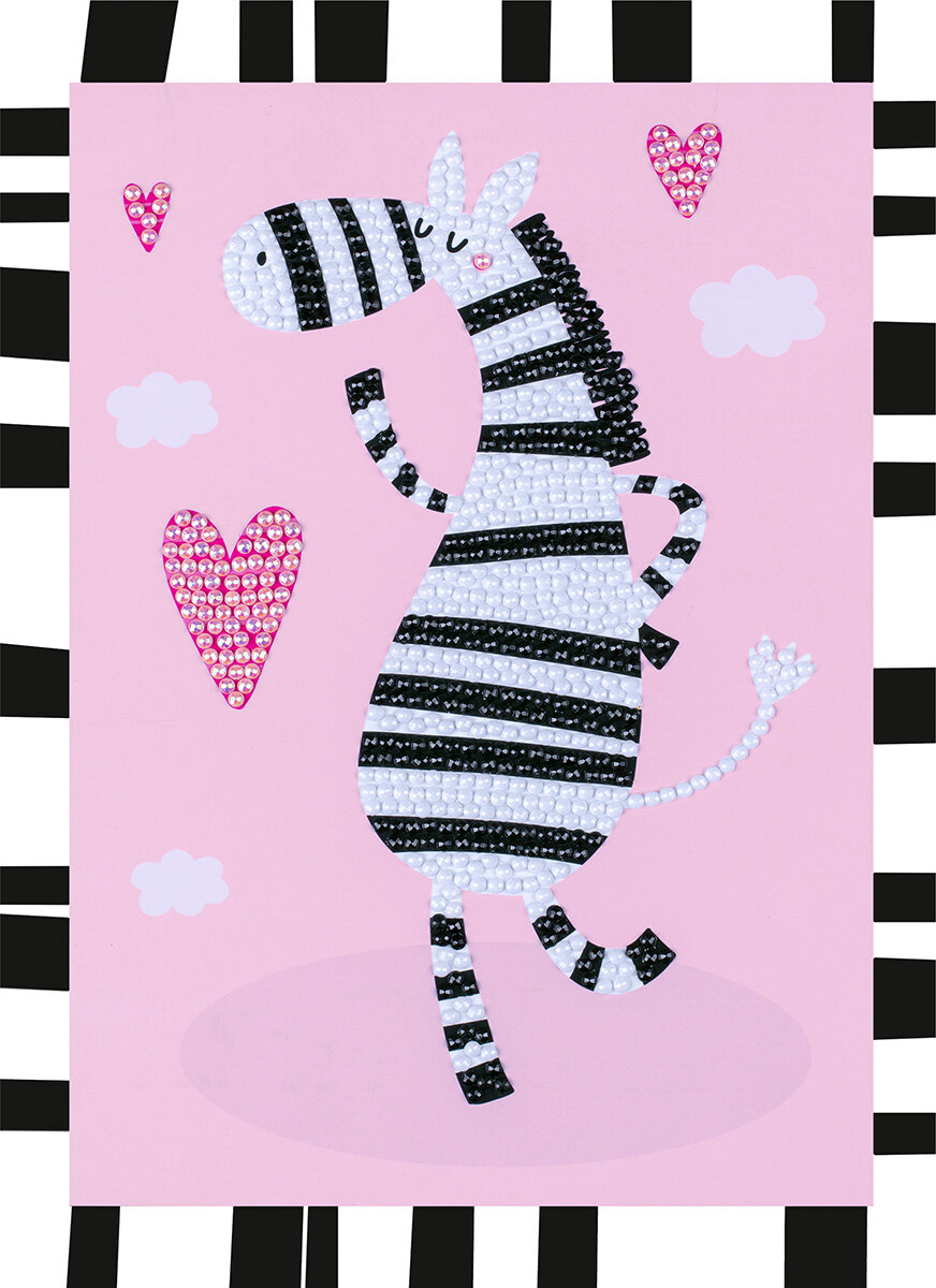 Кристальная (алмазная) мозаика фрея ALVS-050 мини-картинка Влюбленная зебра 14 х 19.5 см