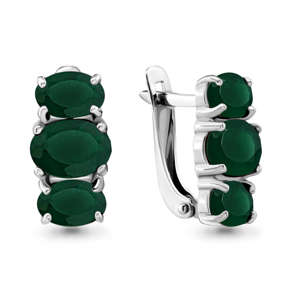 Серьги, серебро, 925 проба, агат