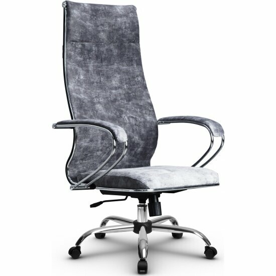 Кресло руководителя Метта L 1m 42 Bravo/подл.118/осн.003 Велюр B Светло-серый