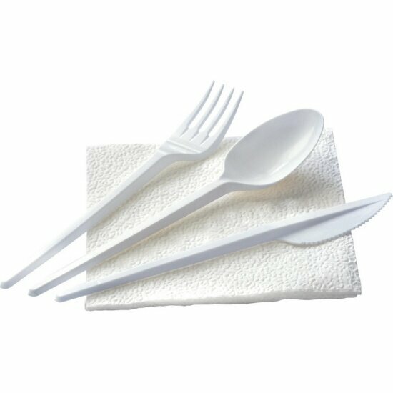 Комус Набор столовых приборов Комплект одноразовой посуды, №4 (вилка, ложка ст, нож, салфетка) 200шт/уп