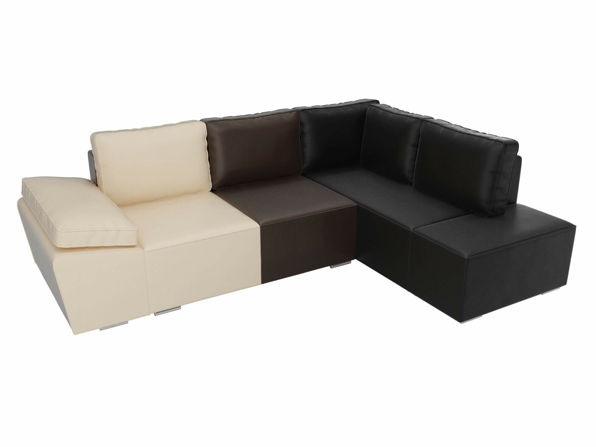 Artum Диван угловой Хавьер, Диван еврокнижка Хавьер эко кожа бежевый коричневый черный правый