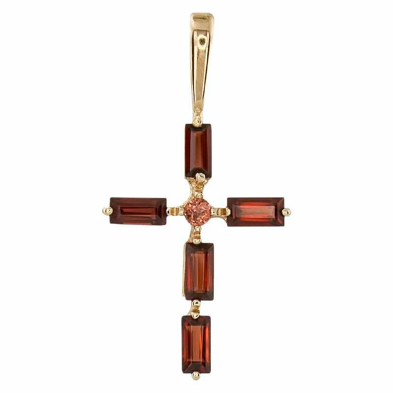 Подвеска, красное золото, 585 проба, гранат