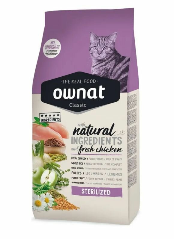 Ownat Adult Sterilized Classic Сухой корм для стерилизованных кошек, с курицей, 1.5 кг