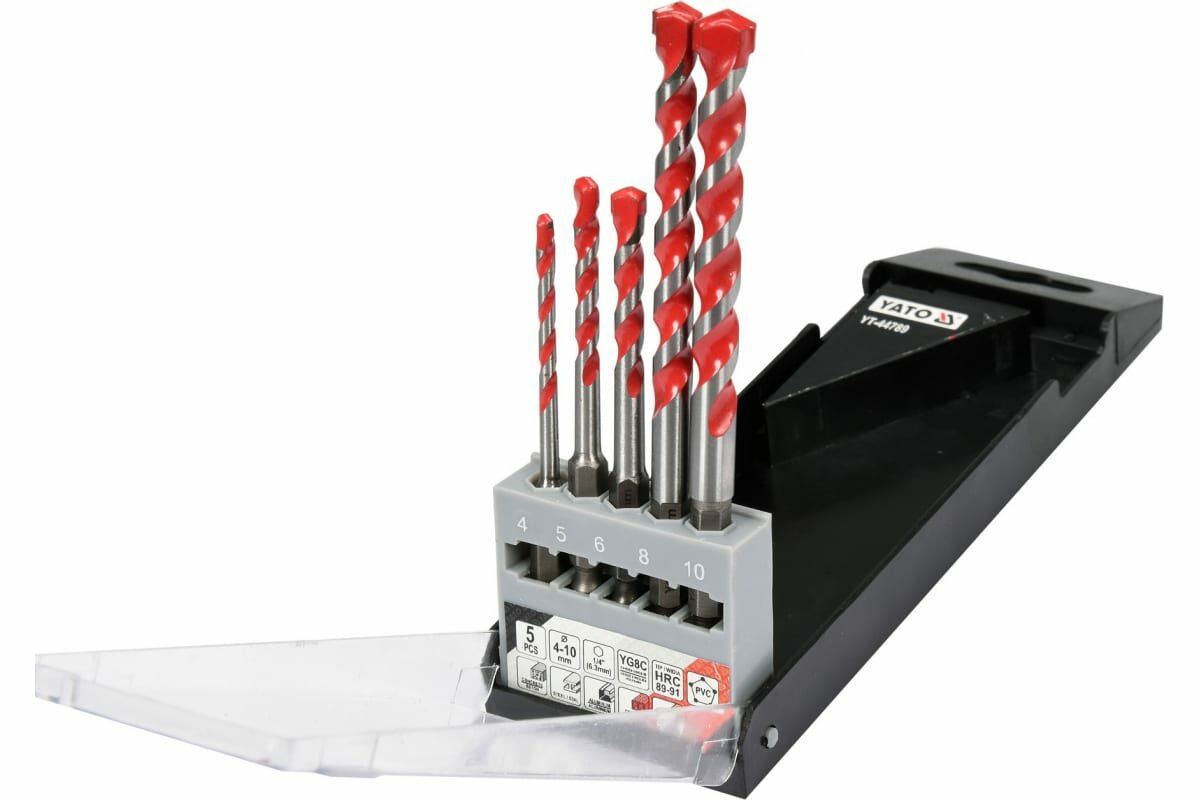 YATO Наб. сверел универсальных 5шт 4-10мм HEX YT-44789