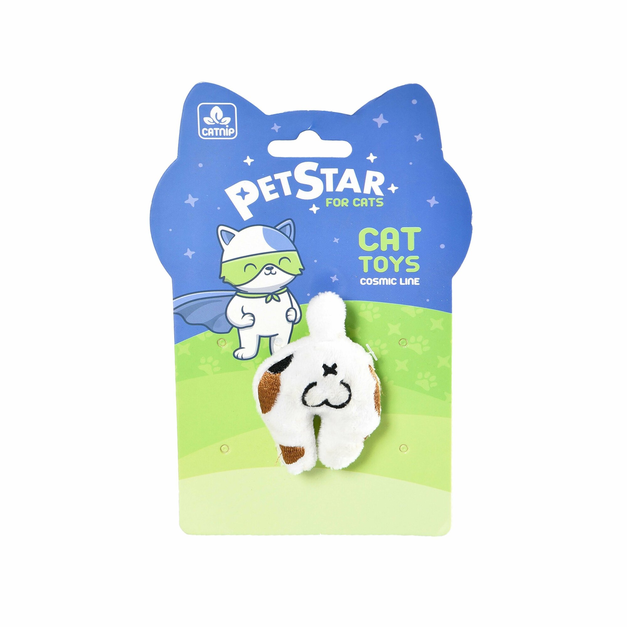 PET STAR игрушка для кошек 4.7*7.7см попка кота, белая/бежевая, плюшевая