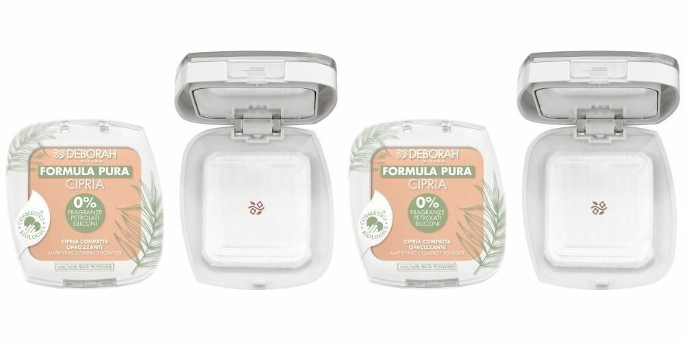 Deborah Milano Пудра для лица Formula Pura Matifying Compact Powder, матирующая, тон 03, Бежевый, 9 г, 2 шт