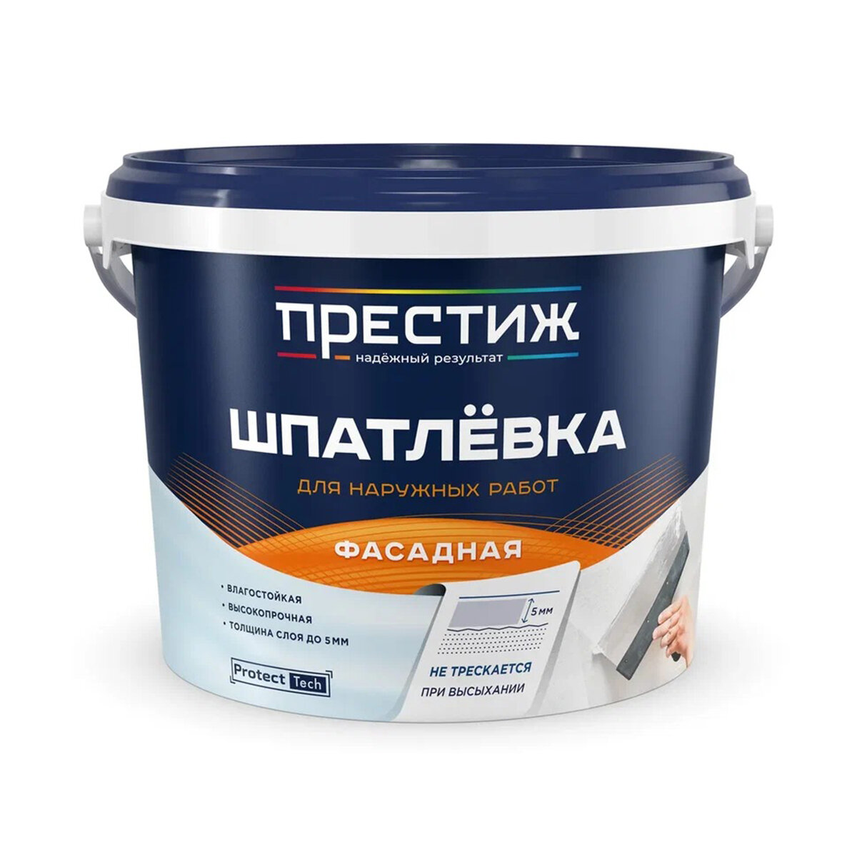 Шпатлевка фасадная Престиж, акриловая, 5 кг, для наружных работ