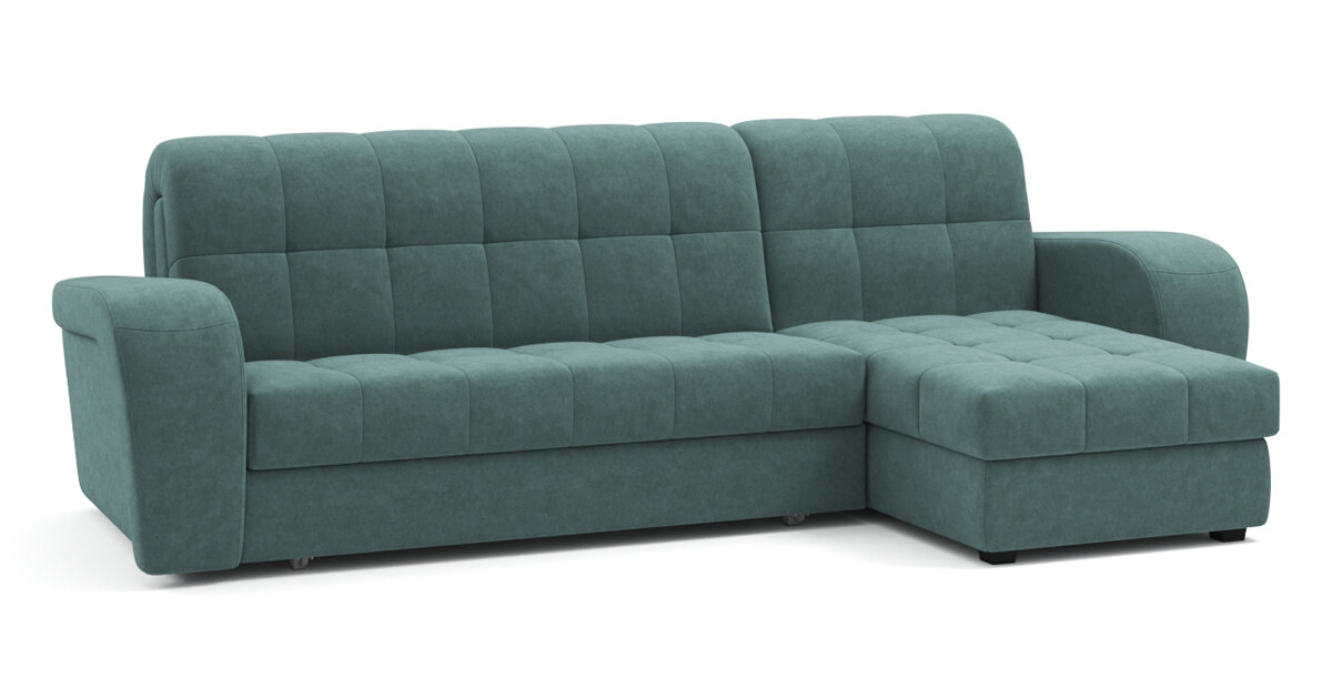 Угловой диван Цвет Диванов Брюссон NEXT 22 155 К-1 с оттоманкой мини 297 угловой Изумрудный