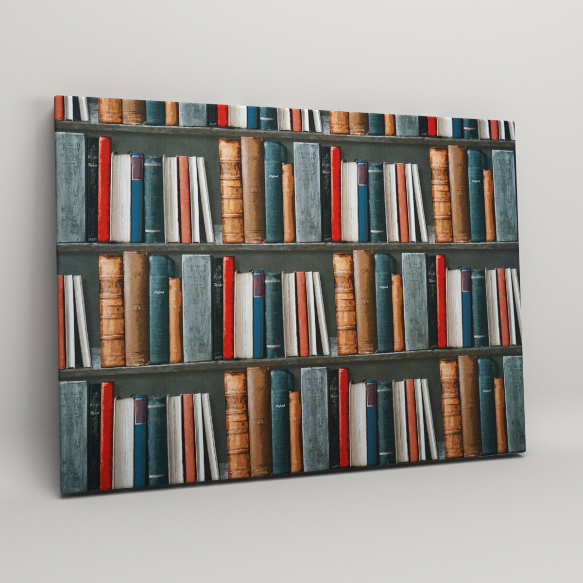 Картина на холсте (интерьерный постер) "Библиотека с книгами" арт, с деревянным подрамником, размер 60x45 см