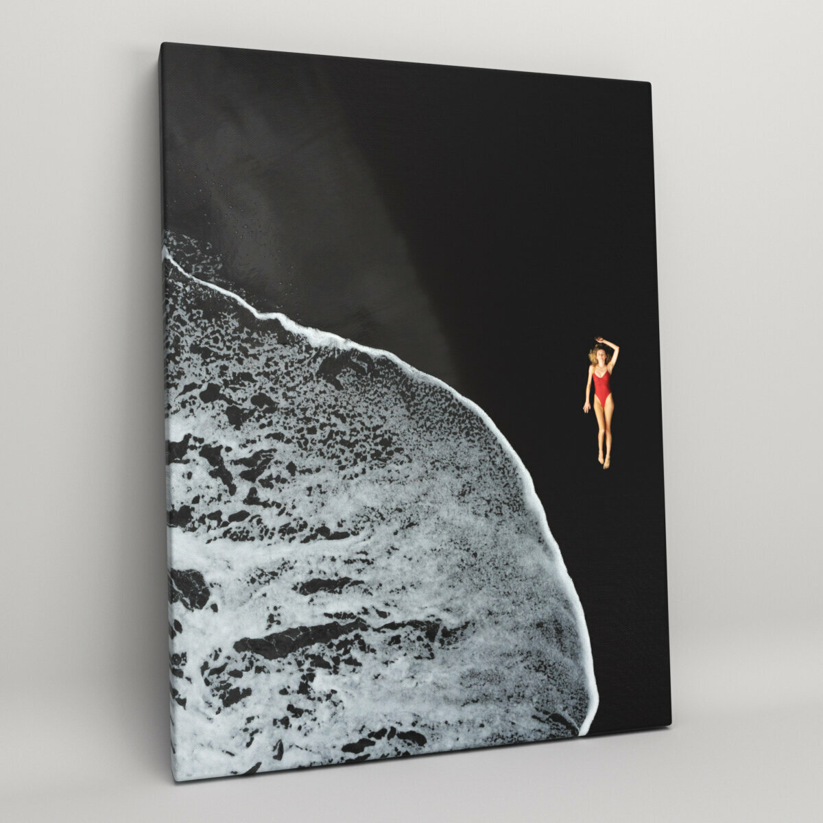 Картина на холсте (интерьерный постер) "Черный вулканический пляж" моря и океаны, с деревянным подрамником, размер 45x60 см