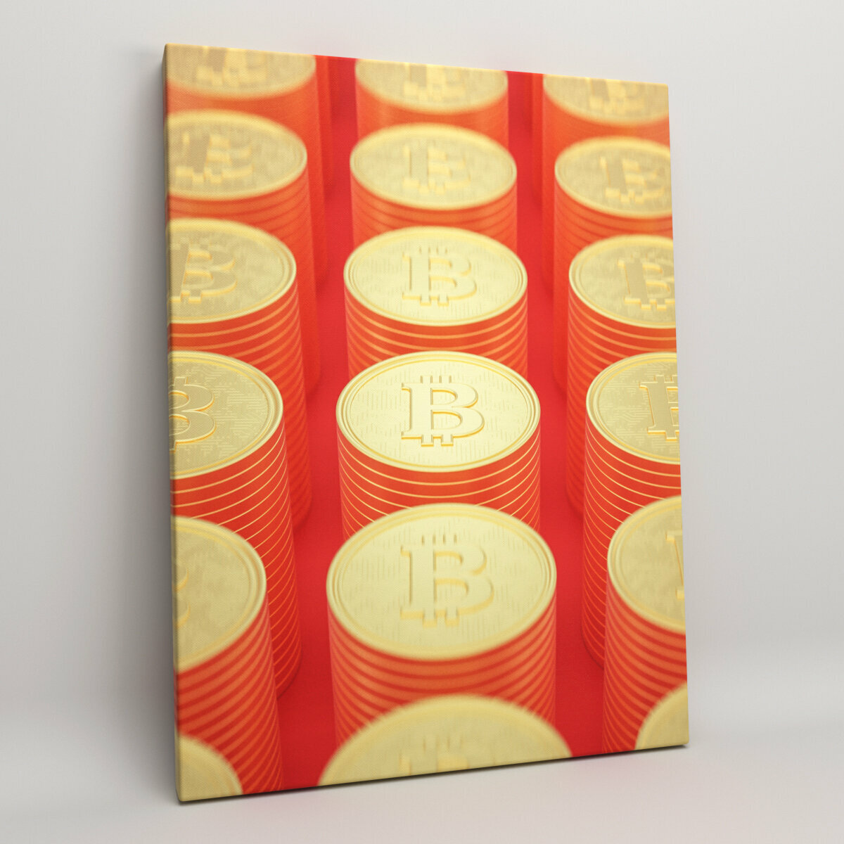 Картина на холсте (интерьерный постер) "Биткоин", с деревянным подрамником, размер 45x60 см