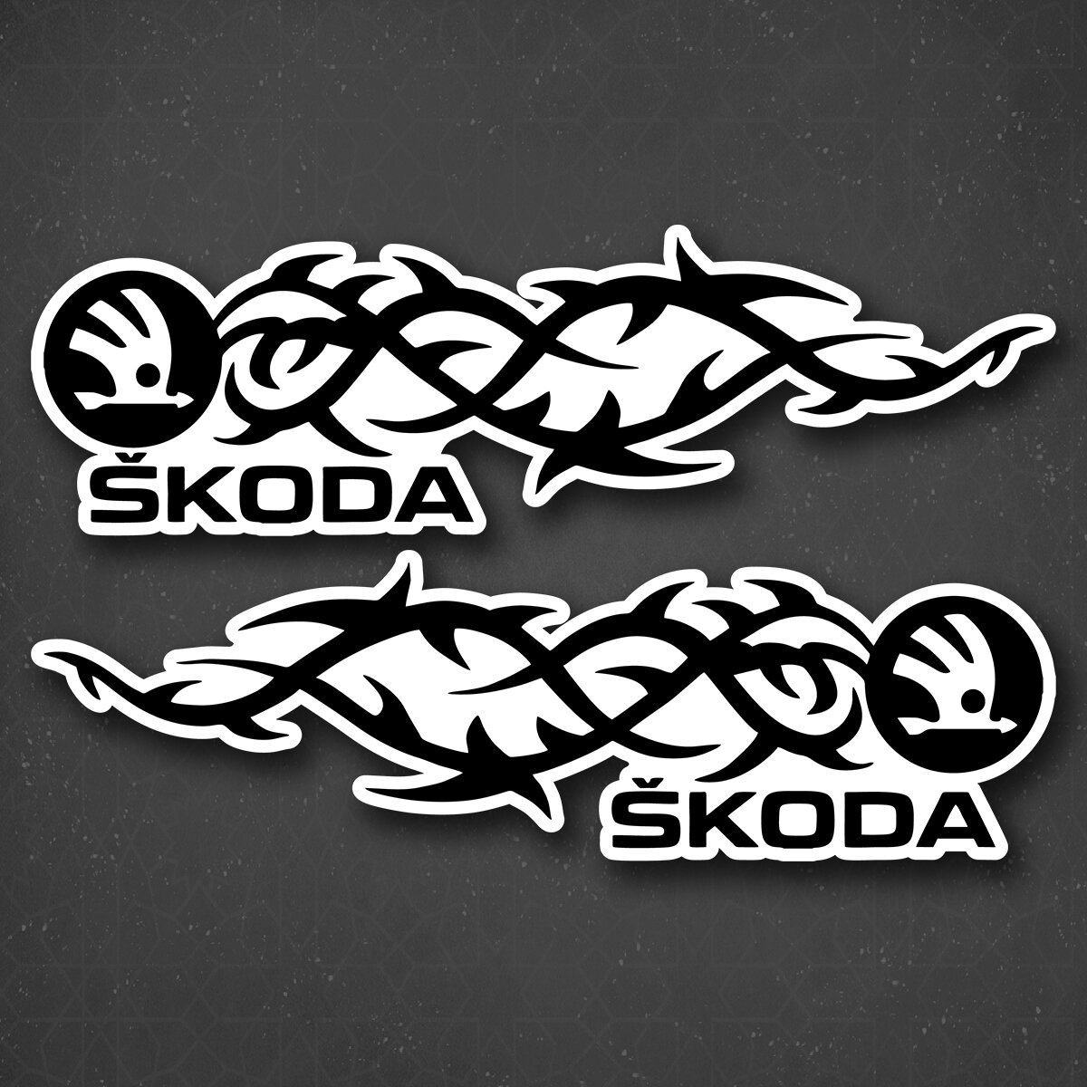 Наклейка на авто "Орнамент Шкода - Skoda" 24x7 см