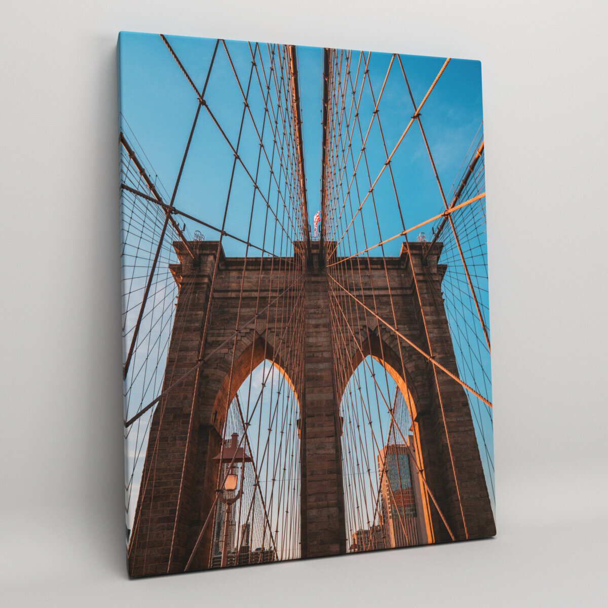 Картина на холсте (интерьерный постер) "Бруклинский мост Нью Йорк №2", с деревянным подрамником, размер 45x60 см