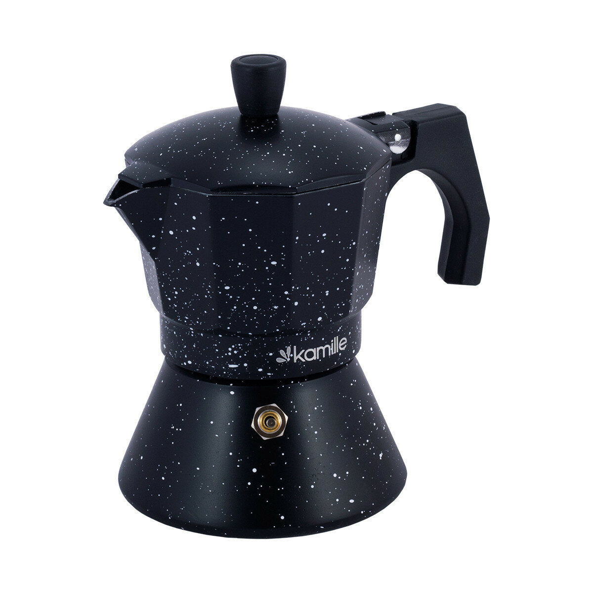 Кофеварка гейзерная 150 мл. Kamille КМ-2511MR (3 порции) из алюминия с индукционным дном (черный)