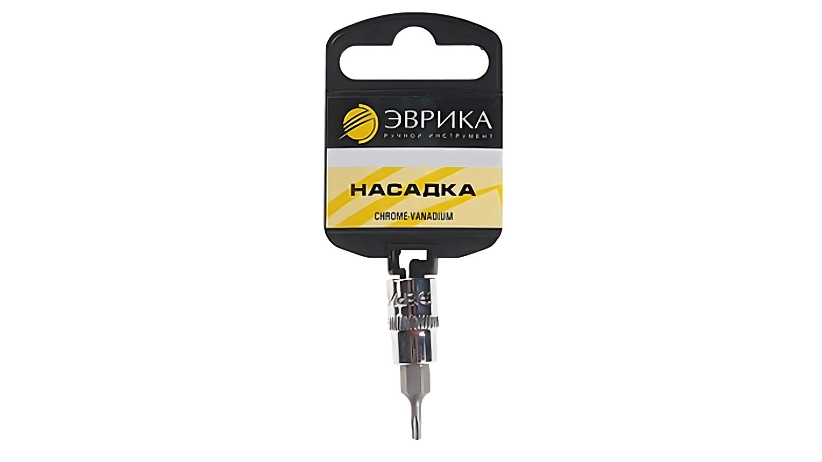 Головка торцевая эврика torx 1/4 T8, хромованадиевая сталь, длина 37мм