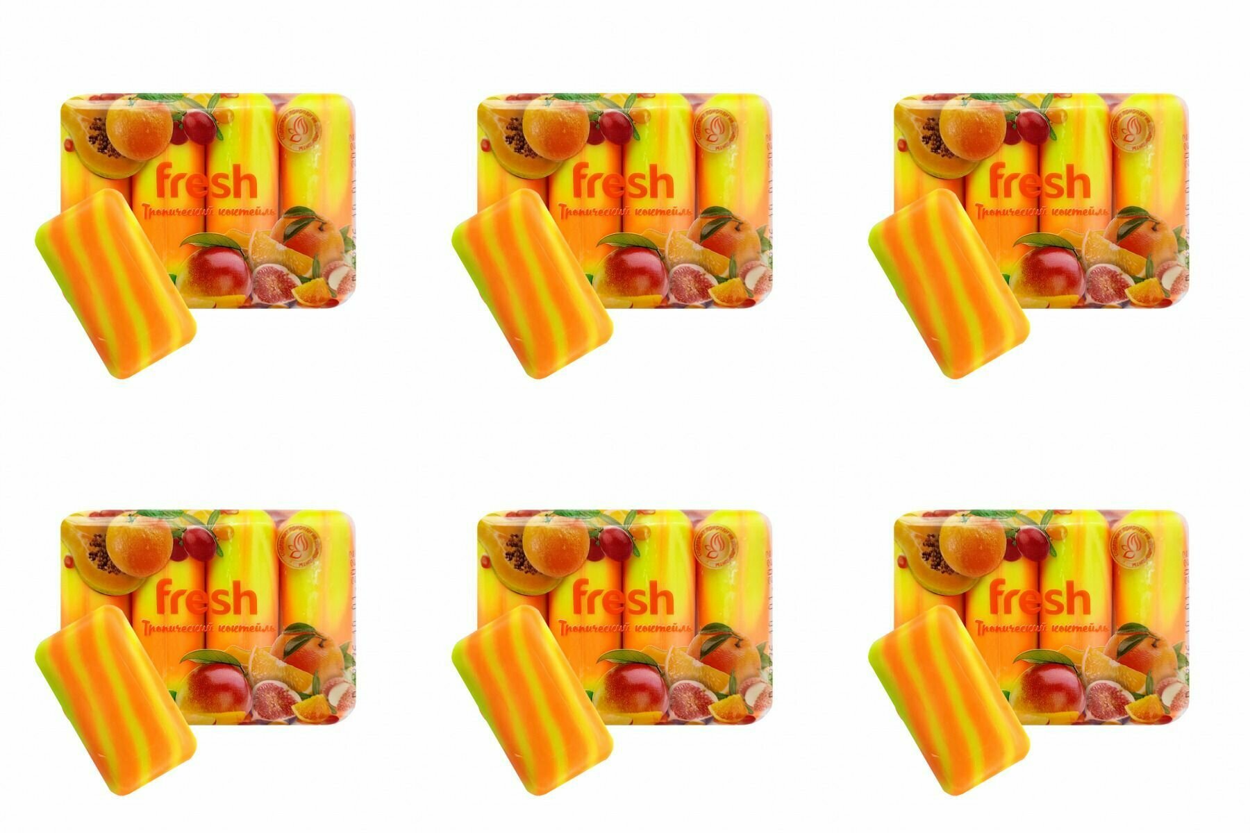 Эфко косметик Крем-мыло Fresh Тропический коктейль, 4 х 75 гр, 6 уп