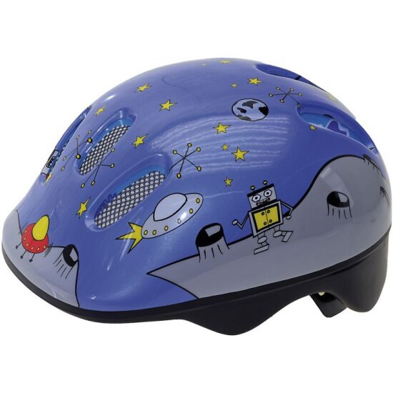 Велошлем Ventura 5-731125 с сеточкой 6отв. 52-56см SPACE/голубой светоотраж, детский/подростковый