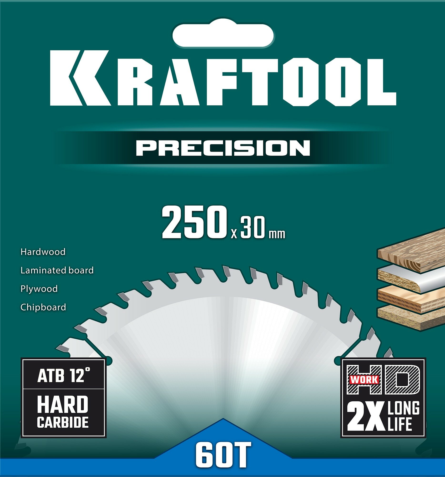 KRAFTOOL Precision, 250 х 30 мм, 60Т, пильный диск по дереву (36952-250-30)