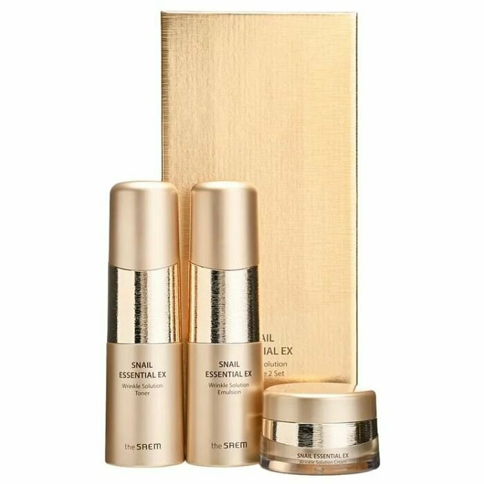 The Saem Набор уходовых антивозрастных средство для лица с улиточным экстрактом Snail Essential Ex Wrinkle Solution Skin Care 2 Set