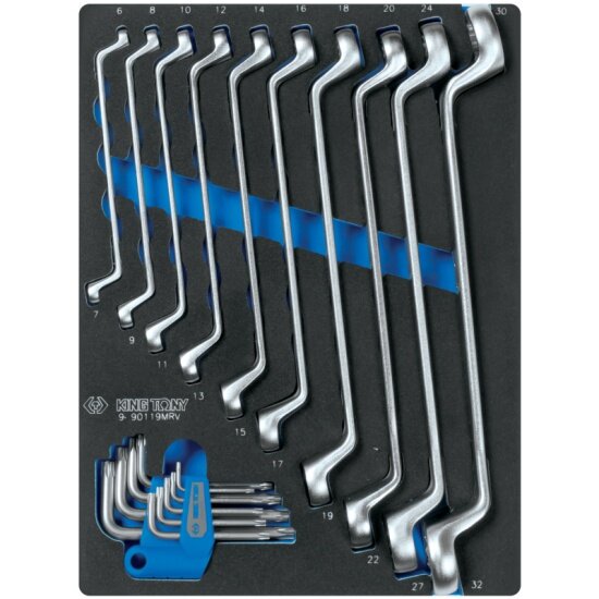 Набор накидных ключей и TORX King Tony 9-90119MRV, L-образных, 19 предметов