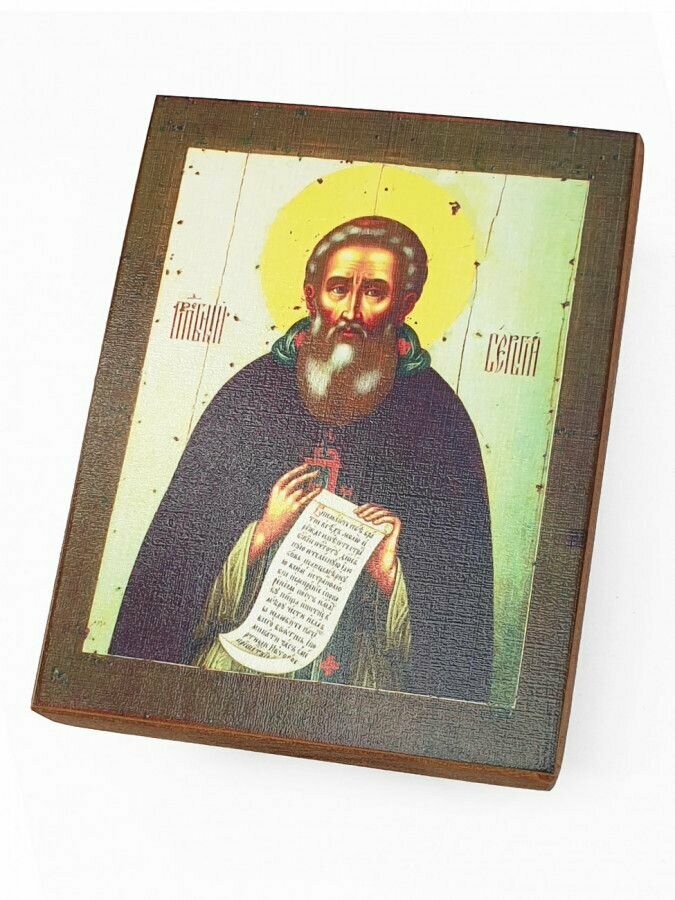 Икона Сергий (Сергей) Радонежский, Преподобный 17 век, под старину, 10х13 см