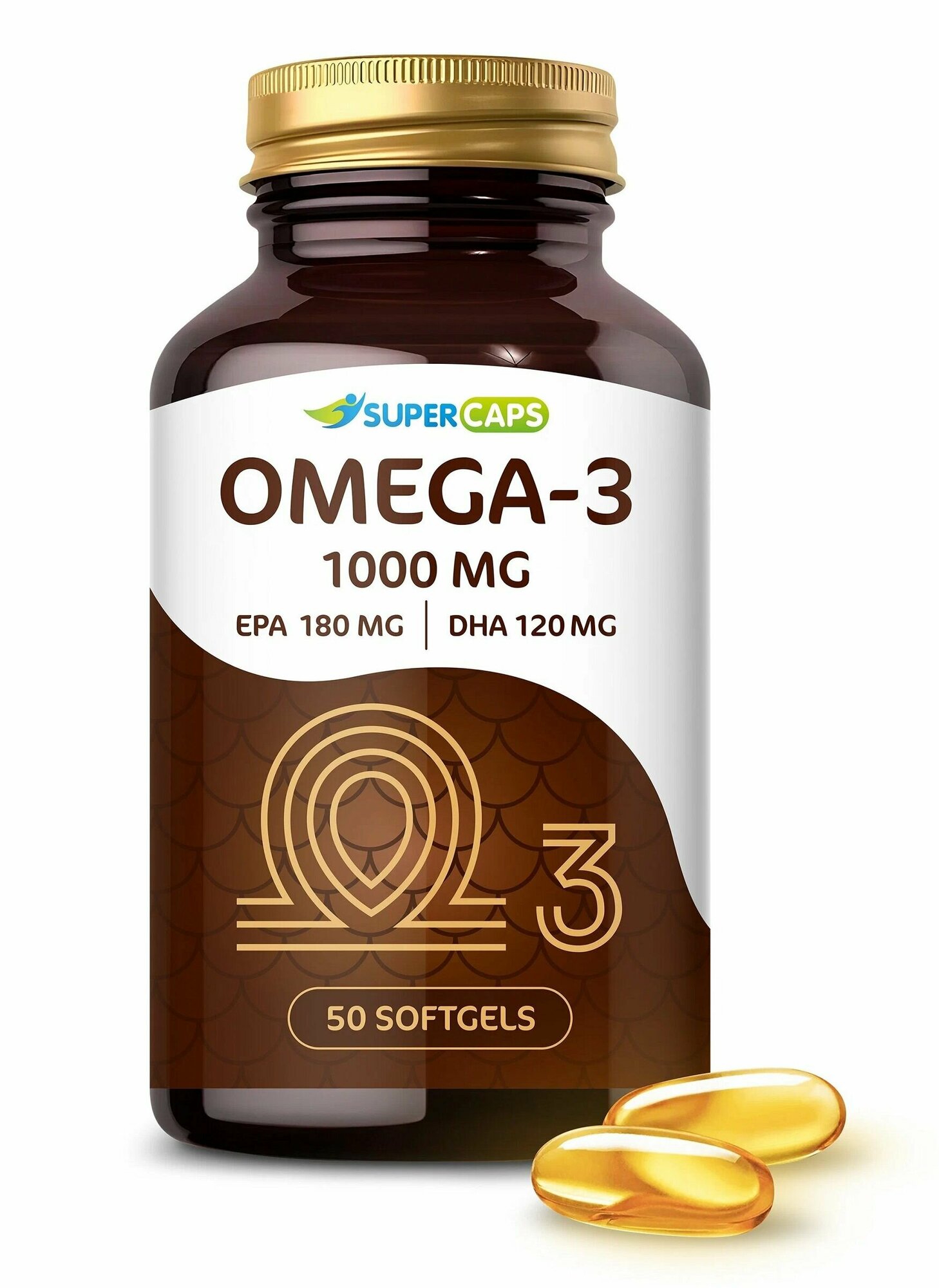 SuperCaps OMEGA-3, 50 капсул (1000 мг) — пищевая добавка Омега-3
