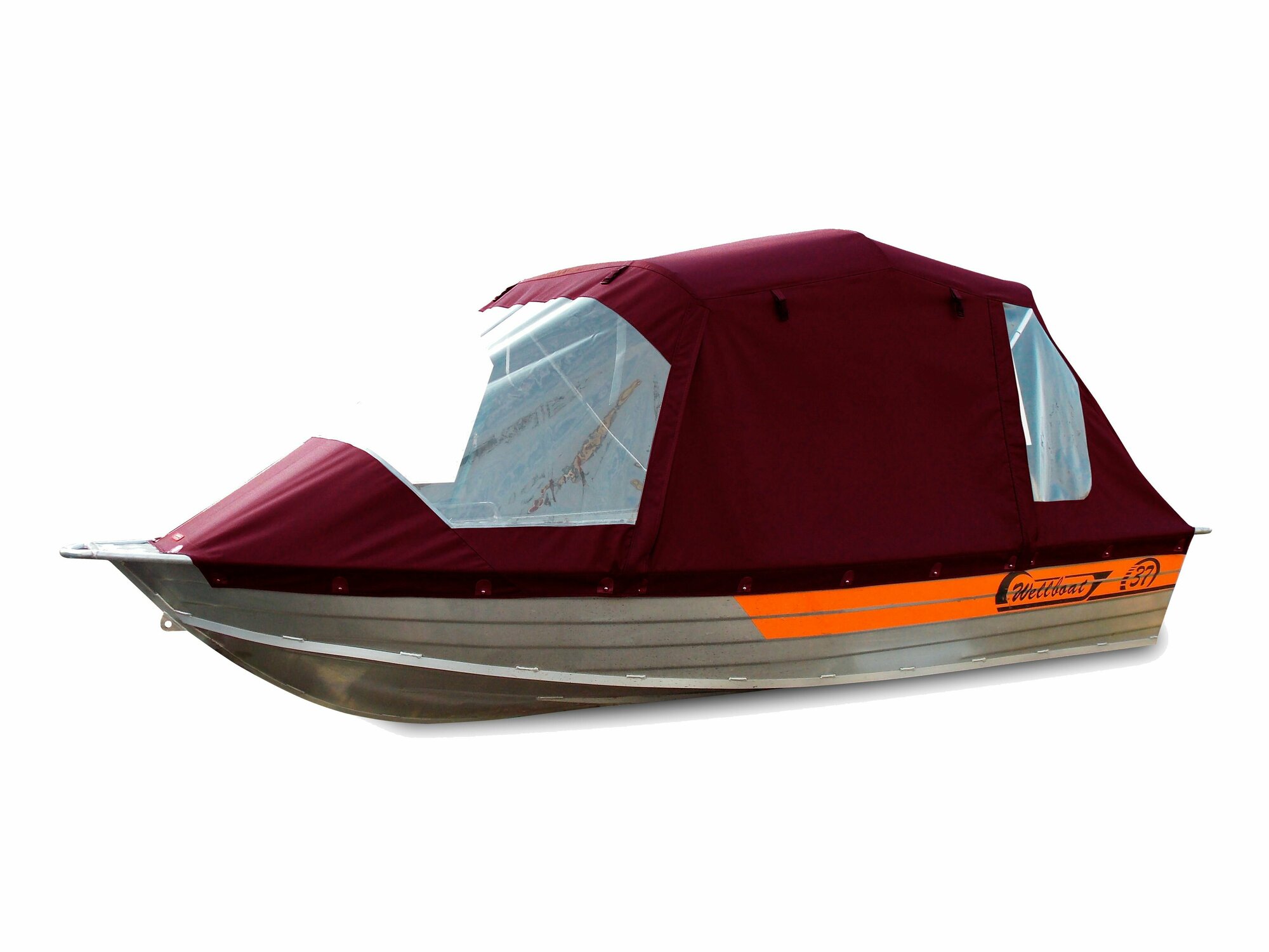 Wellboat-37. Вельбот-37. Тент ходовой с дугами с креплениями