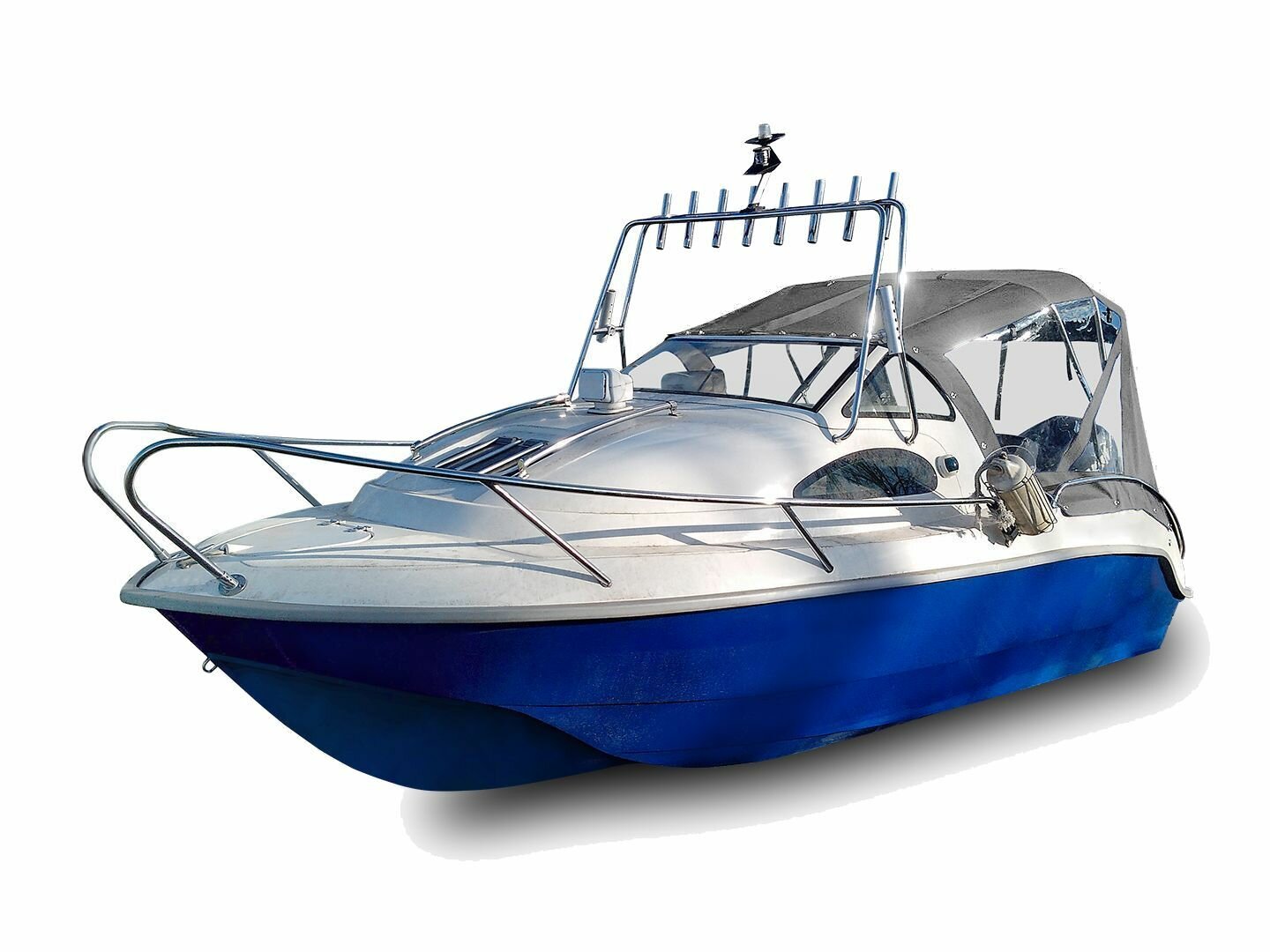 Корвет 600 ВА. Corvet 600 WA. Тент с дугами с креплениями на штатное стекло