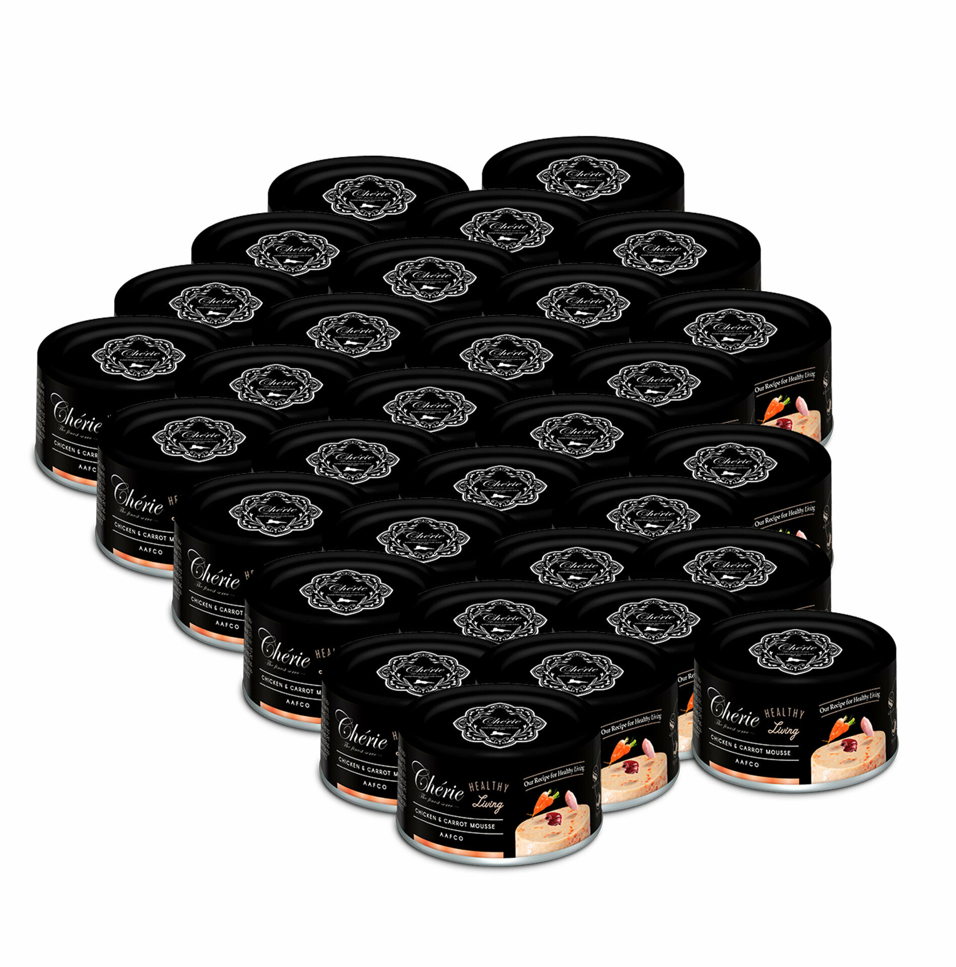 Pettric Cherie Healthy Living влажный корм для взрослых кошек мусс из курицы с морковью, в консервах - 80 г x 32 шт.