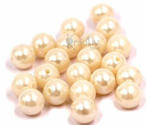 Бусины жемчужные, кремовый 20 мм, 500 грамм