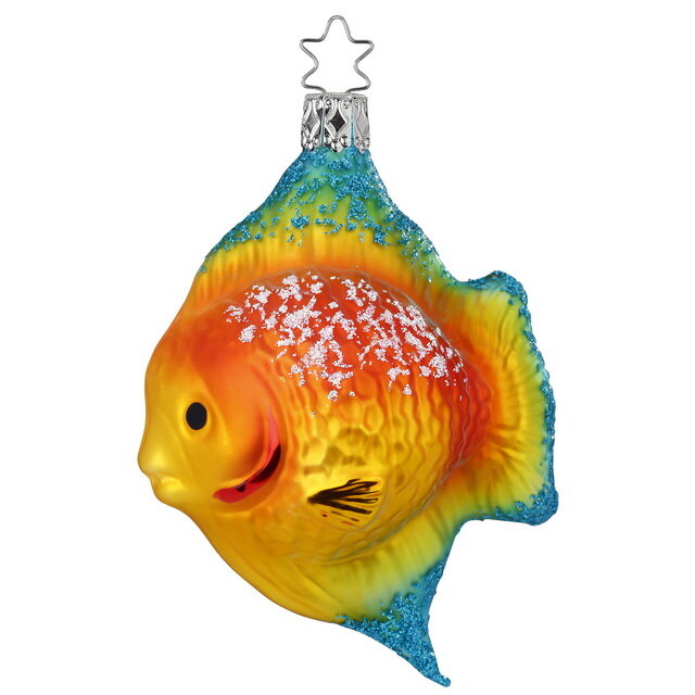 Стеклянная елочная игрушка Рыбка - Yellow Angel 11 см, подвеска, Inge Glas, 10098S021