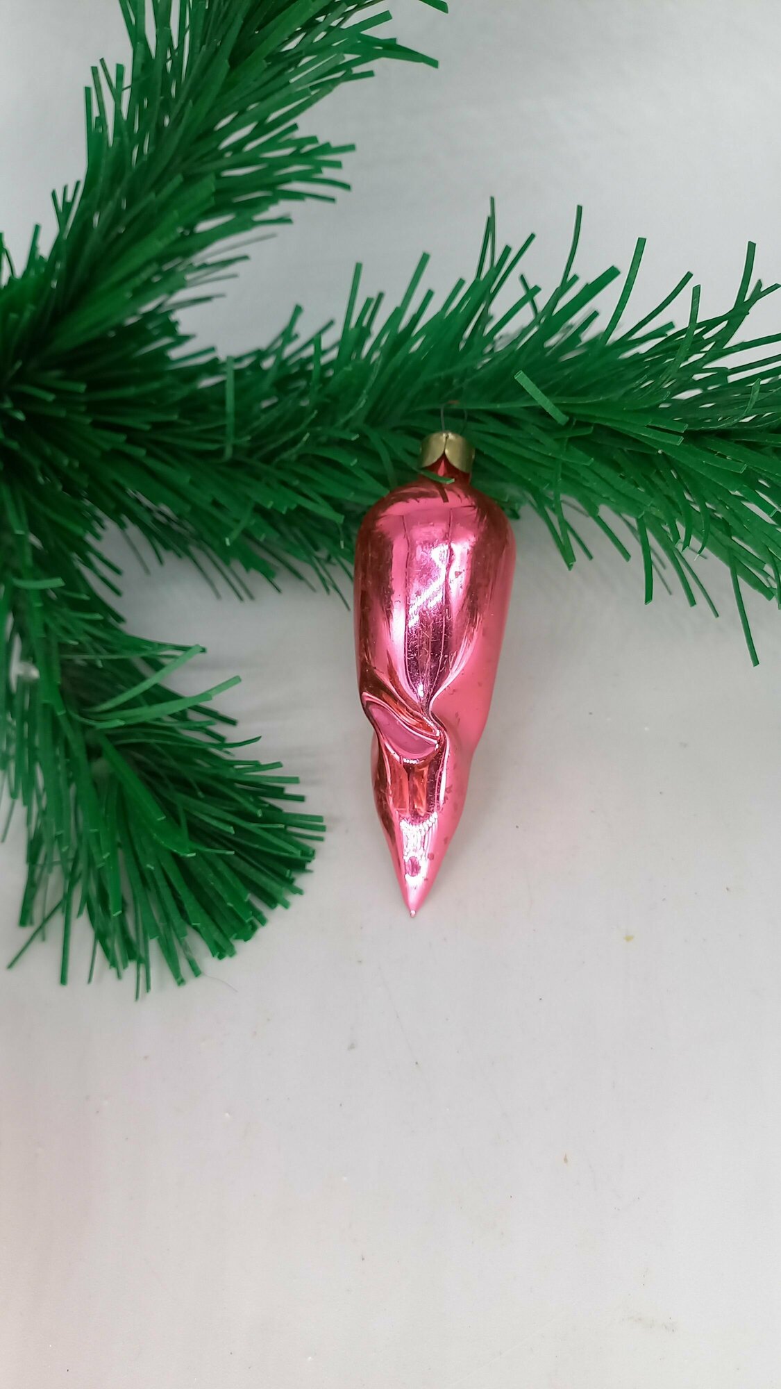 Винтажная советская подвесная ёлочная игрушка Сосулька, стекло, СССР