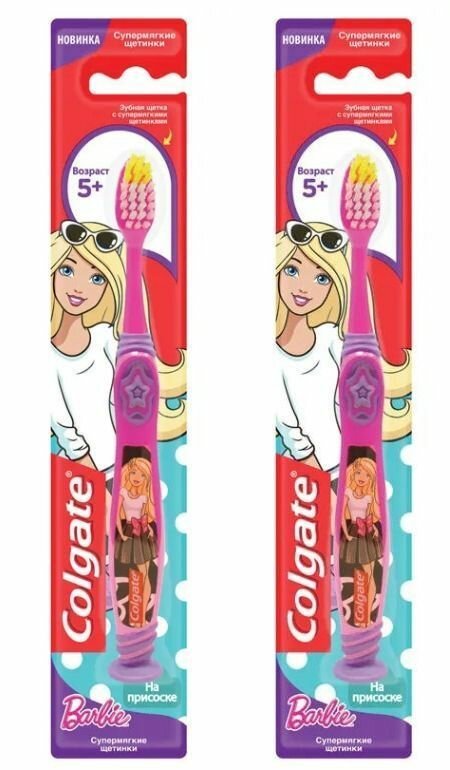 Colgate Детская зубная щетка Spidermen Barbie, от 5 лет, 2 шт