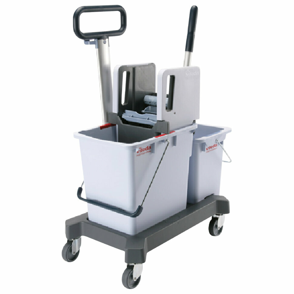 Тележка уборочная VILEDA, 2 съемных ведра 25 л+10 л, платформа, с транспортной ручкой, вертикальный отжим, 149099, 602140