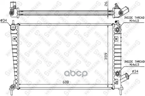10-26659-SX_радиатор системы охлаждения! АКПП Saab 9-5 2.0T/2.3T 16V 97-00 Stellox арт. 1026659SX
