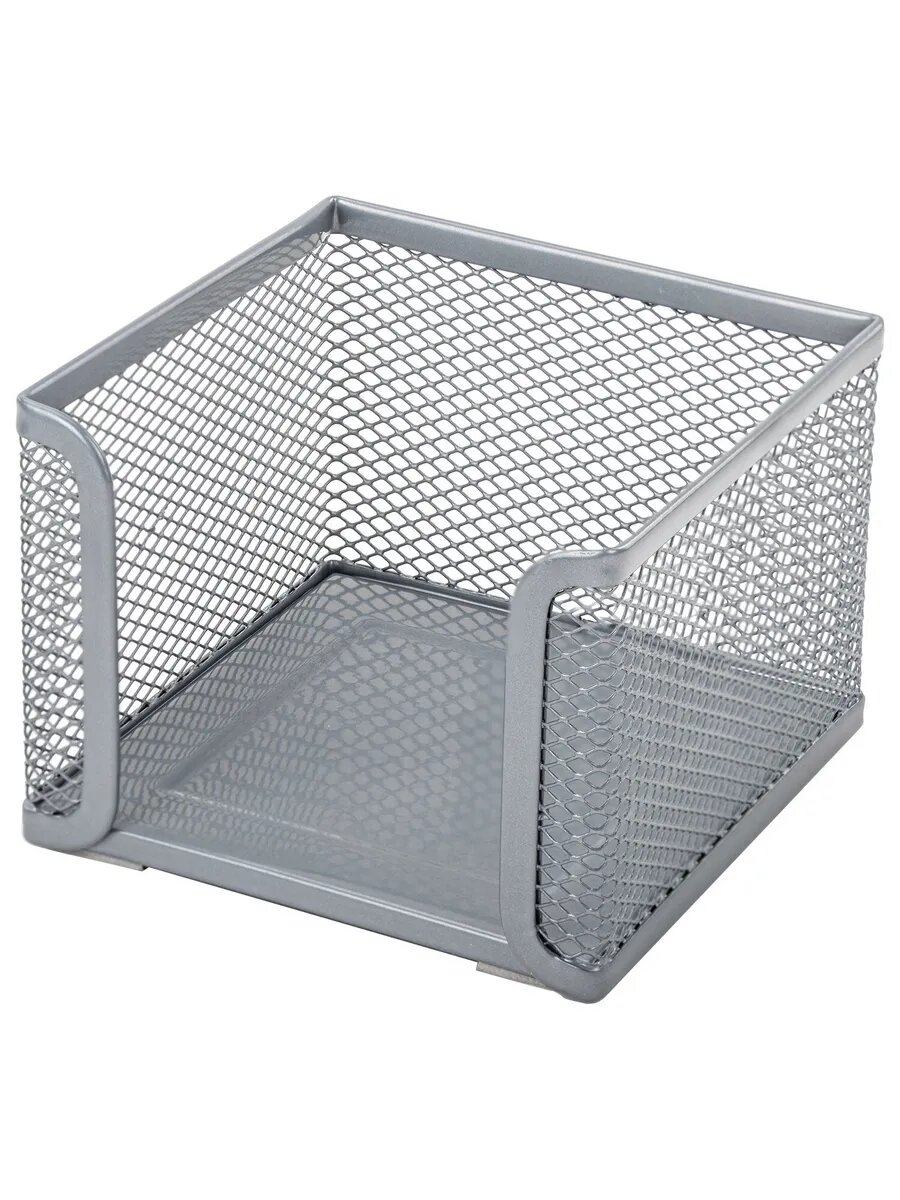 Подставка для бумажного блока BRAUBERG Germanium: металлическая, серебристая, 78х105х105 мм, с местом для записей