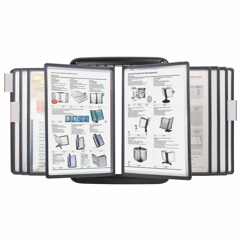 Демосистема настенная на 10 панелей, с 10 серыми панелями А4, BRAUBERG