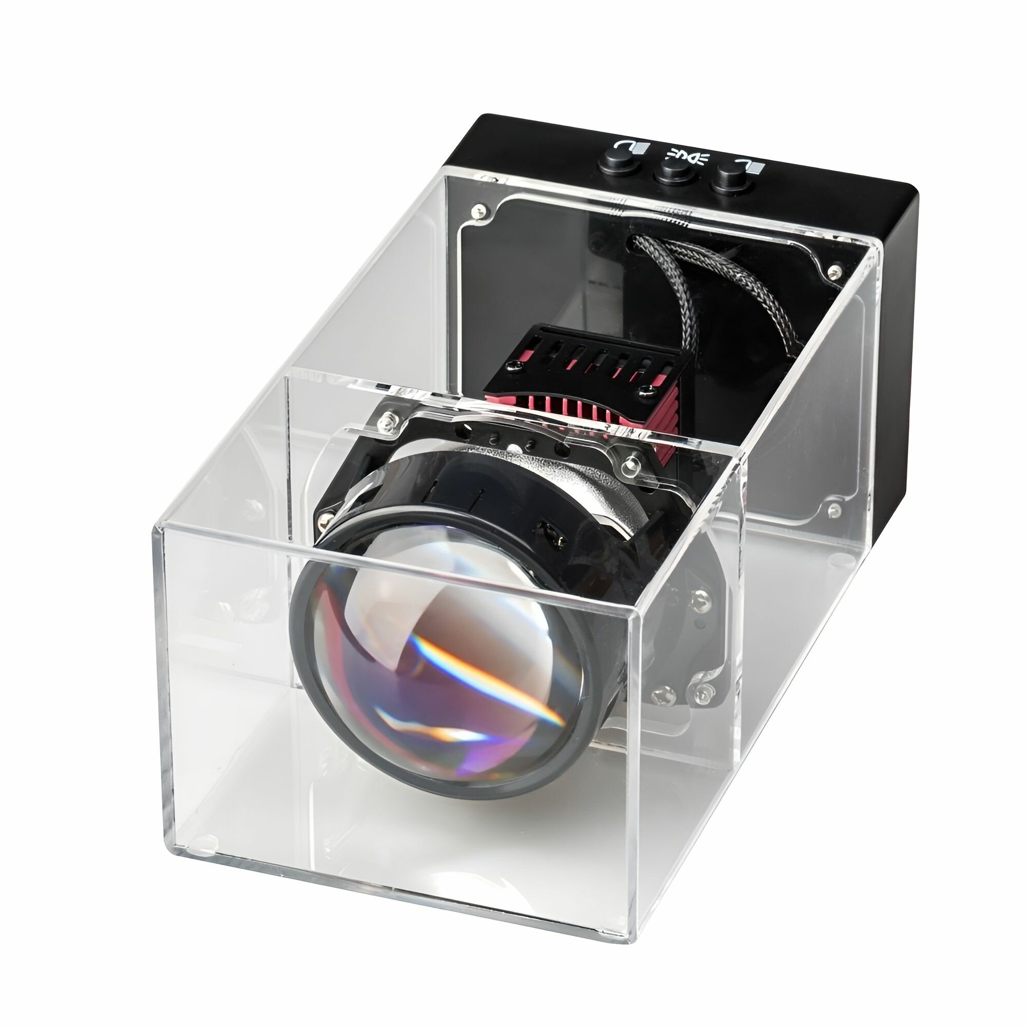 Бокс для тестирования BiLed линз с АКБ (демонстрационный бокс для линз билед)