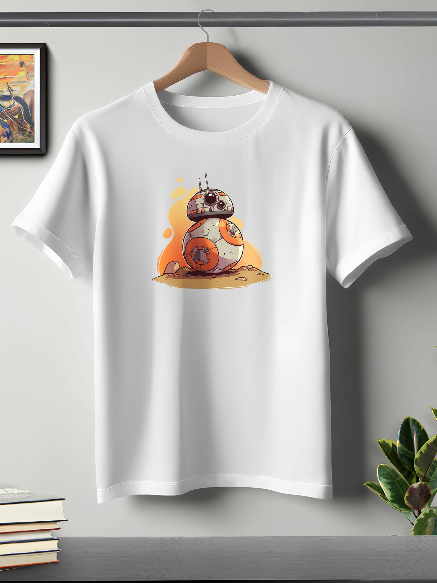 Футболка  Детская ONEQ 152 (12-13) размер с принтом BB-8, белая