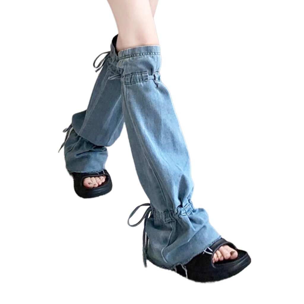 Носки с ворсом из джинсовой ткани y2k