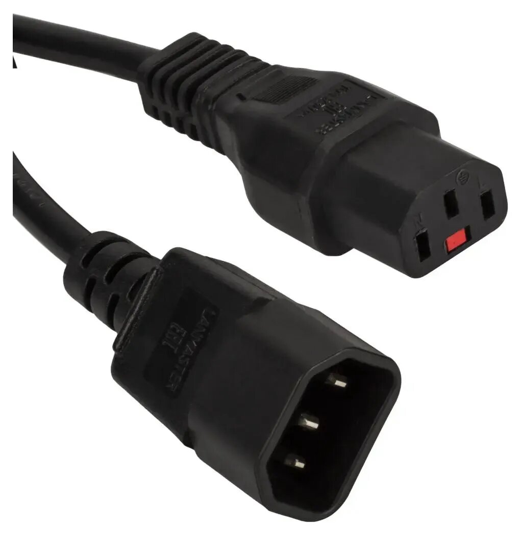 Шнур питания Lanmaster C13-C14 LAN-PP13L/14-1.8-BK, с блокировкой, 3x0.75, 1.8м, черный