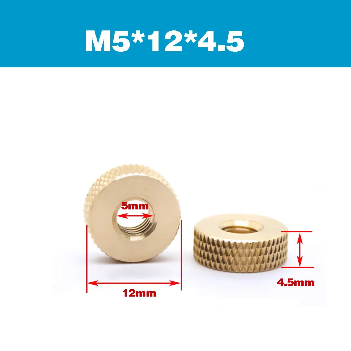 Латунная гайка M5x12x4.5, 3шт