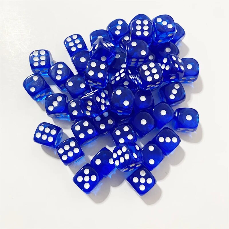 Синие кубики D6 12 мм, 50 шт.