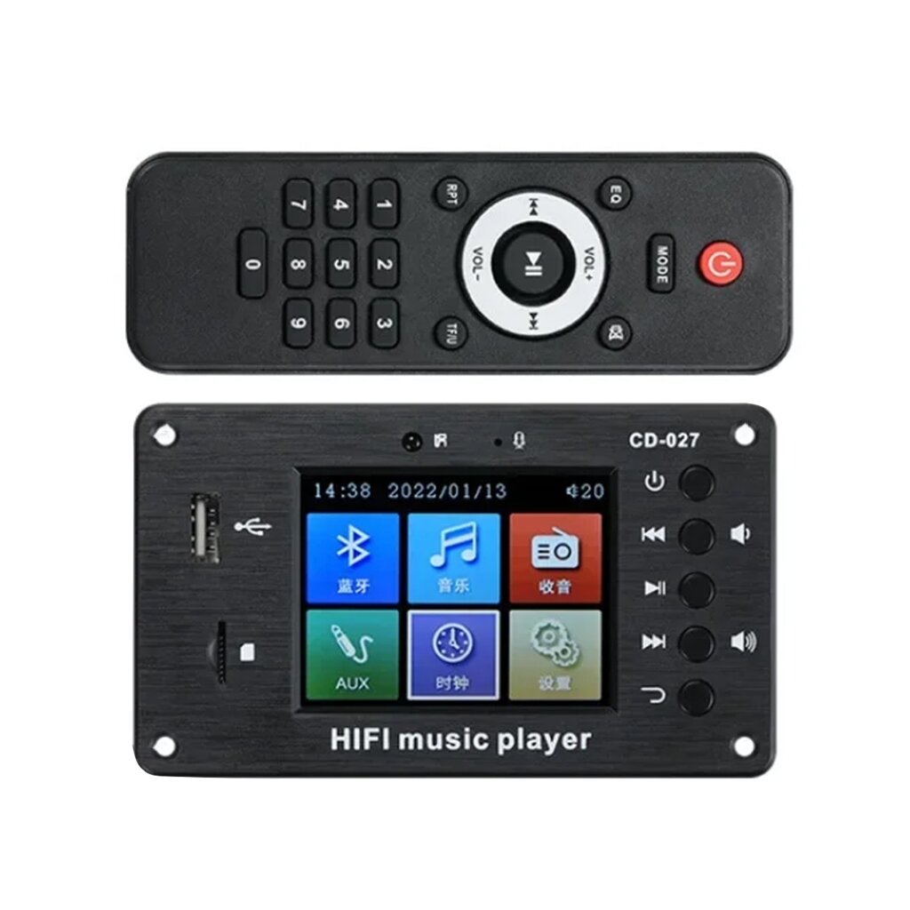 ЖК-экран, радио, часы Bluetooth 5.1, стерео, плата декодирования MP3 на китайском и английском языках