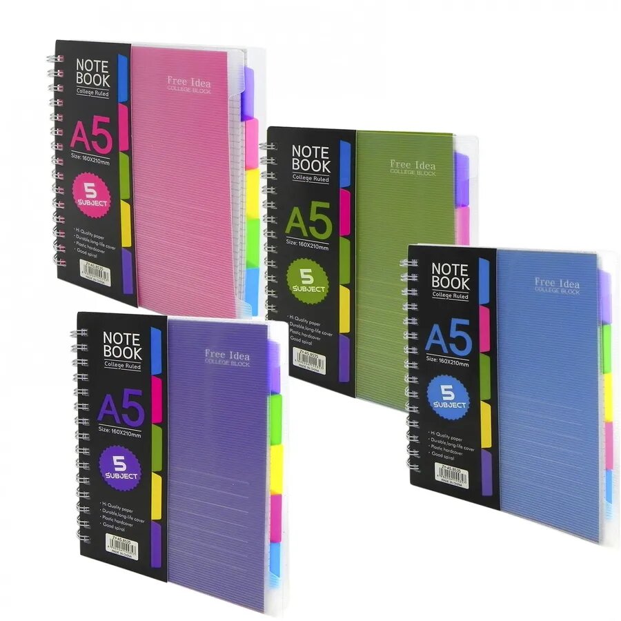 Тетрадь 120л, А5, клетка, Alingar "Free Idea", гребень, пластиковая обложка, синяя обл,1шт.