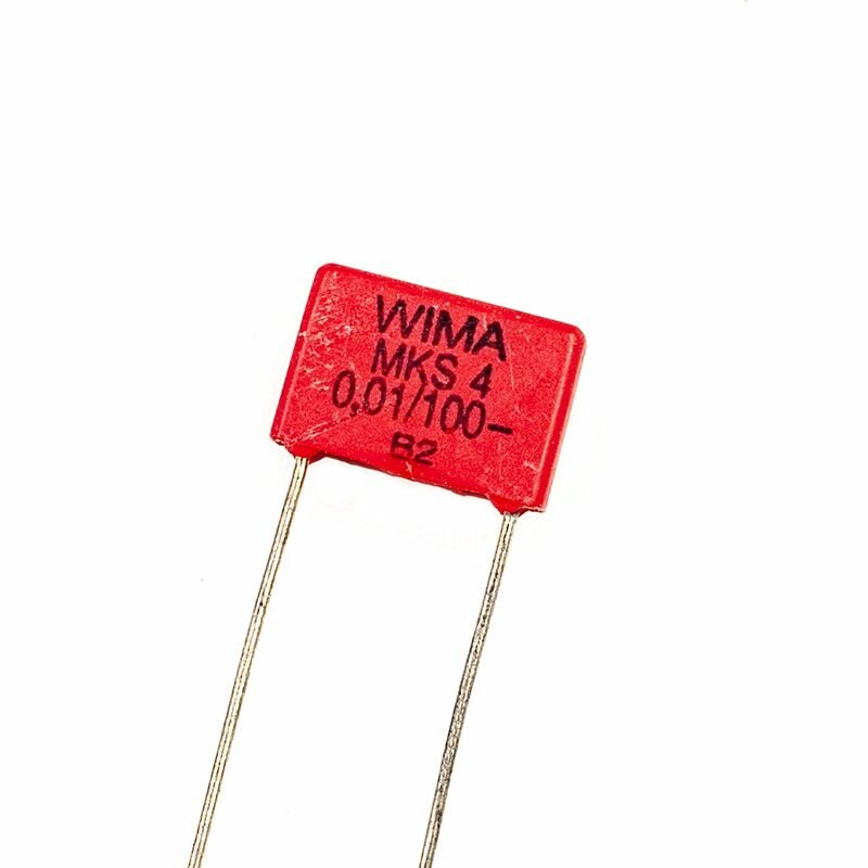 Конденсатор WIMA MKS4-103/100-R полипропиленовый 10нФ 100 В DC 7 мм градусов красный 1 шт